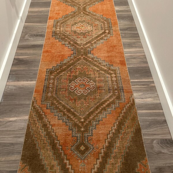 2x10 Rug,2x10 Turkish Rug,2x10 Runner Rug,vintage Runner,floral Oushak ...