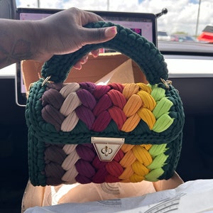 Multi Color Bag/hand Woven Bag/crochet Bag/knitted Bag/colorful Bag ...