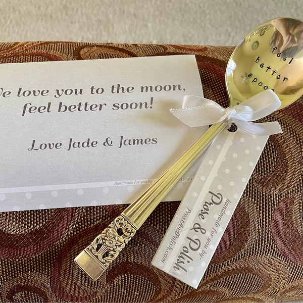 Get Well Gift - Feel Better Spoon, Hand Stamped Vintage Silverware ...