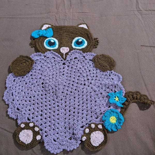 CROCHET PATTERN Kitty Cat Heart Animal Rug - Etsy