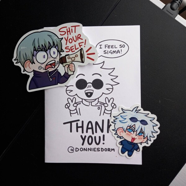 Shouting Sorcerer Chibi, Funny Anime, Glossy Vinyl Sticker for Laptop ...