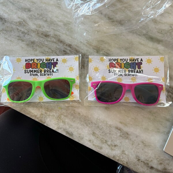 End of School Year Gift, Last Day of School Gift, Sunglasses Favor for ...
