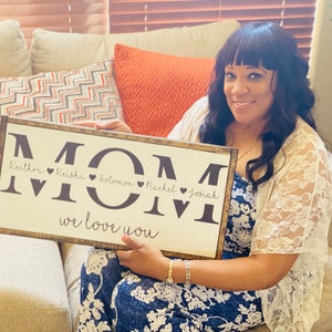 Mom Sign With Kids Names, Mothers Day Gift, Personalized Gift for Mom ...