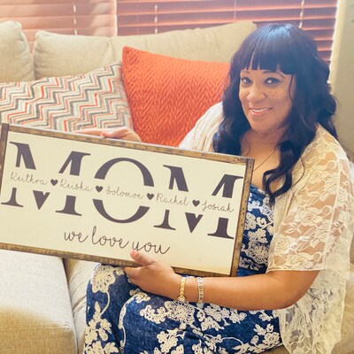 Mom Sign With Kids Names, Mothers Day Gift, Personalized Gift for Mom ...