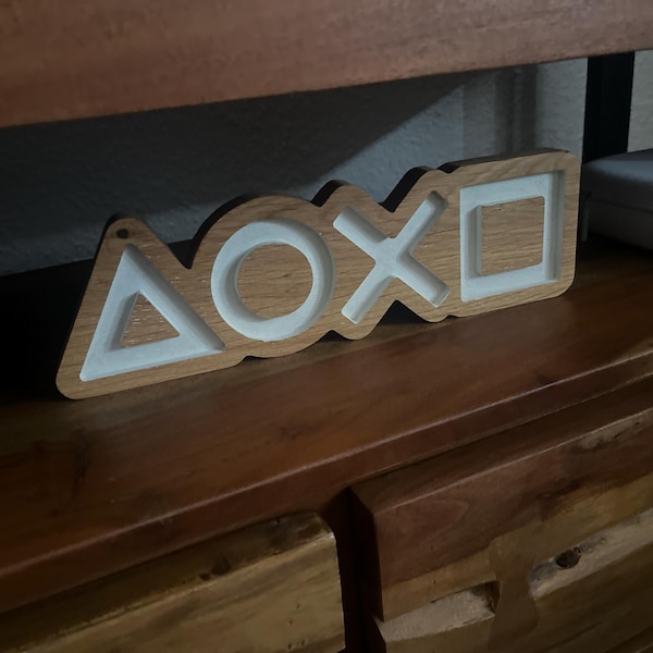 Wooden Playstation Stand With Cutout Effect Ps Logo Sign Ps5 Ps4 Gaming ...
