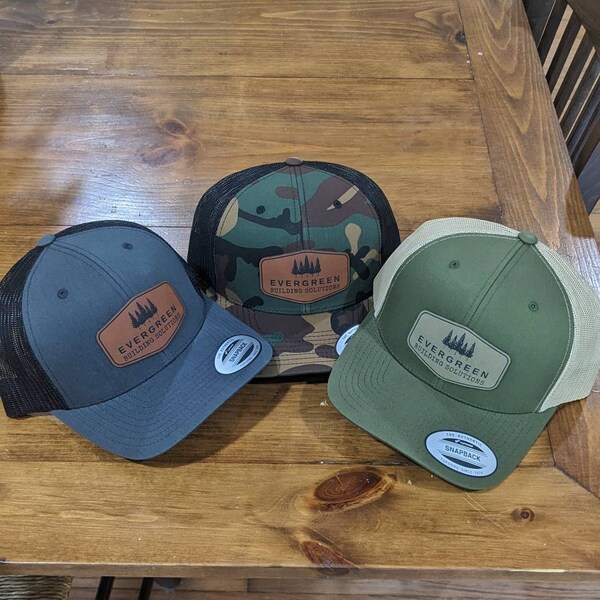 Custom Leather Patch Hats, Logo Hats, Laser Engraved Leather Patch ...