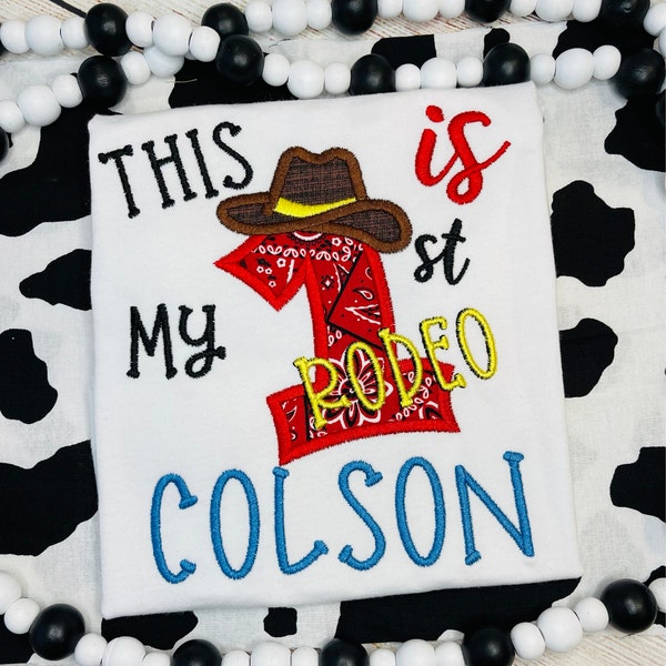 Number One Cowboy Hat 1st Birthday Applique Machine Embroidery Design ...