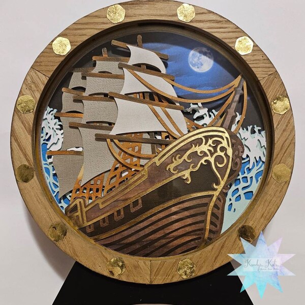 3D SVG Sailing Ship Shadow Box, Ship 3D Svg, Beach 3d Svg, Sea 3D Svg ...