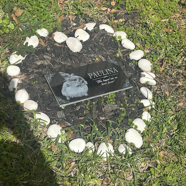 Rabbit Burial Stone | Pet Headstone Photo | Engraved Granite Outdoor ...