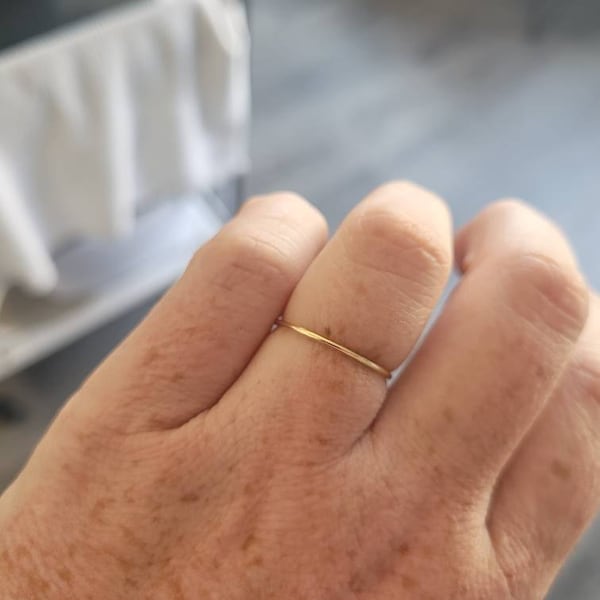 9ct Yellow Gold Hammered Stacking Ring Solid Gold Gold Forever Recycled ...