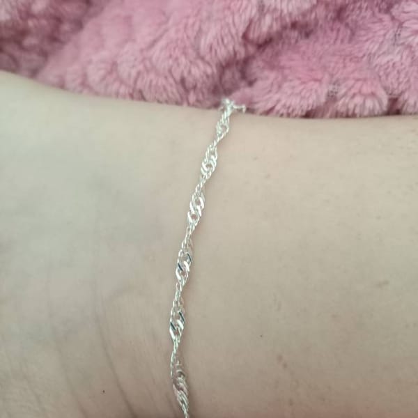 Handmade Sterling Silver Diamond Cut Rope Anklet – Plus Size Ankle ...