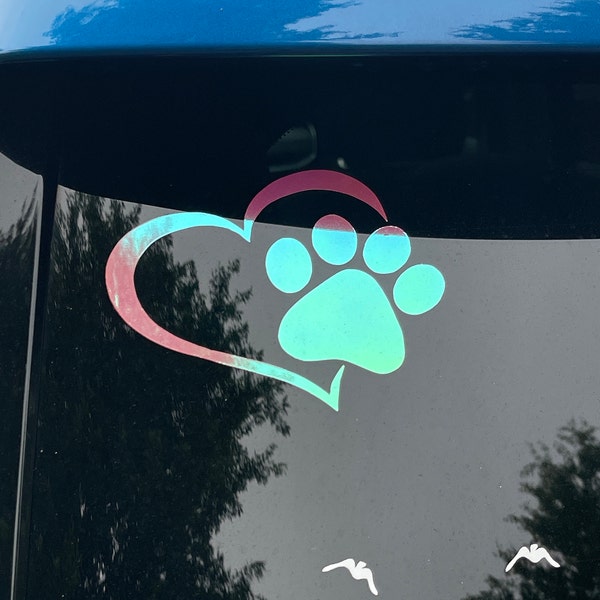 Paw Print Sticker, Heart Paw Decal, Paw Print Car Window Decal, Paw ...