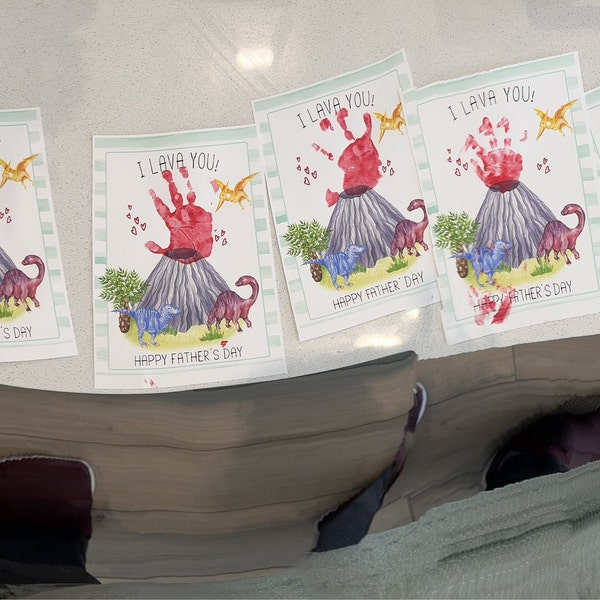 Fathers Day Toddler Dinosaur Craft, I Lava You Volcano Handprint Art ...