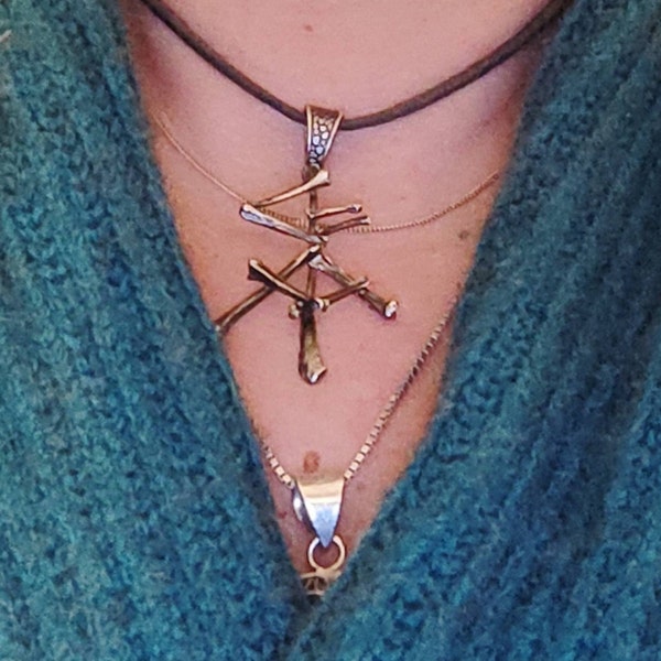 Bronze Ritual Baphomet, Krampus, Goat Pendant on the Witchy Leather ...