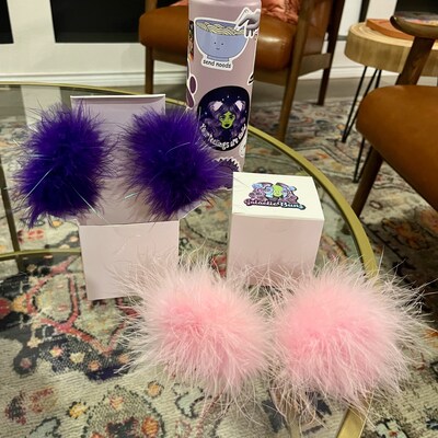 Hot Pink Fuzzy Marabou Pom Pom Hair Clips, Space Bunz - Etsy