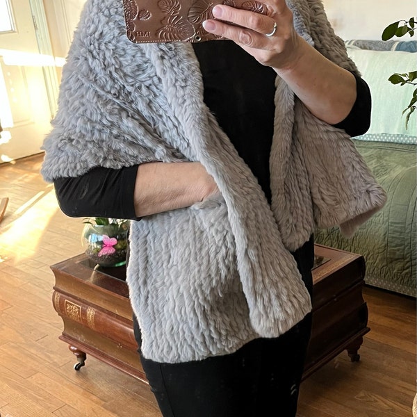 Knit Rabbit Fur Dark Grey Gilet - Etsy