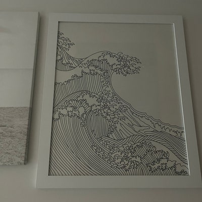 Japanese Wave Print Line Art Line Art Poster Waves Line Drawing Print ...