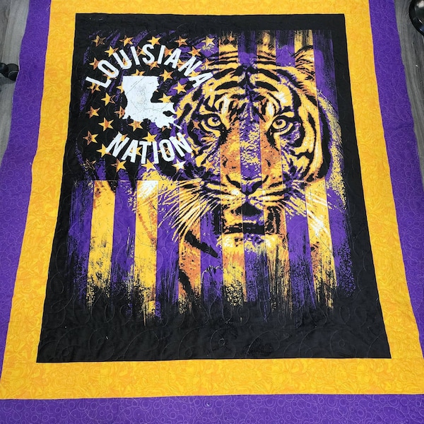 LSU Tiger Minky Panel | NCAA Louisiana Flag LSU Tiger Panel 48x60in ...