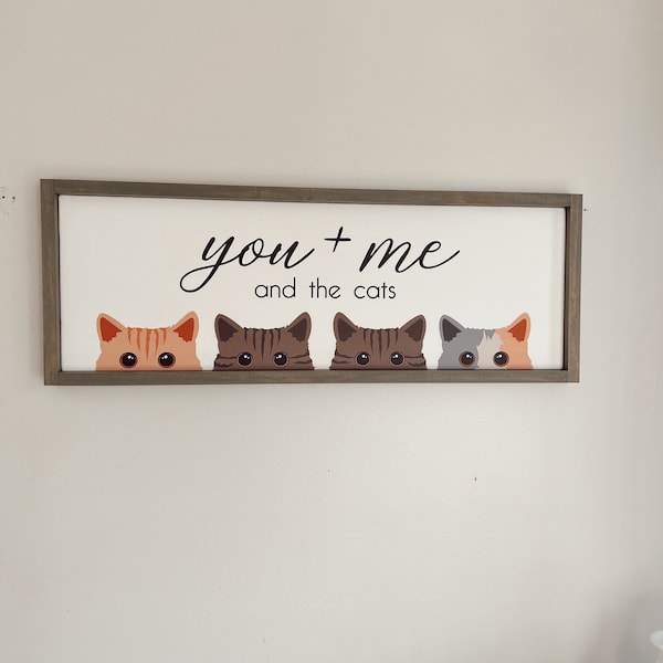 You + Me...and the Cats - Personalized Cat Print on Canvas, Funny Cat ...
