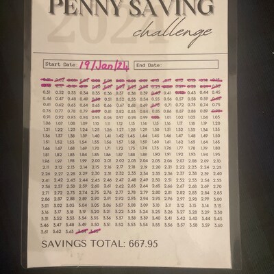 1p Saving Challenge, One Penny Saving Challenge Printable, A4, A5, Money Saving Challenge ...