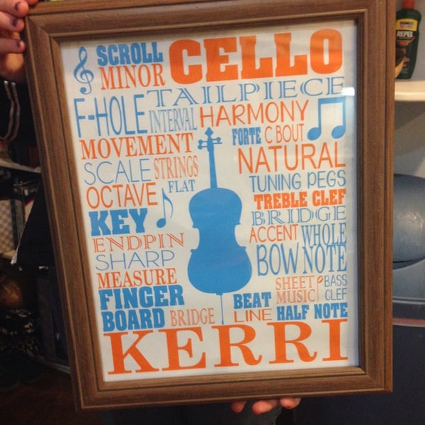 Cello Typography Poster, Cellist Wall Art, Cello Player Gift, Cello ...