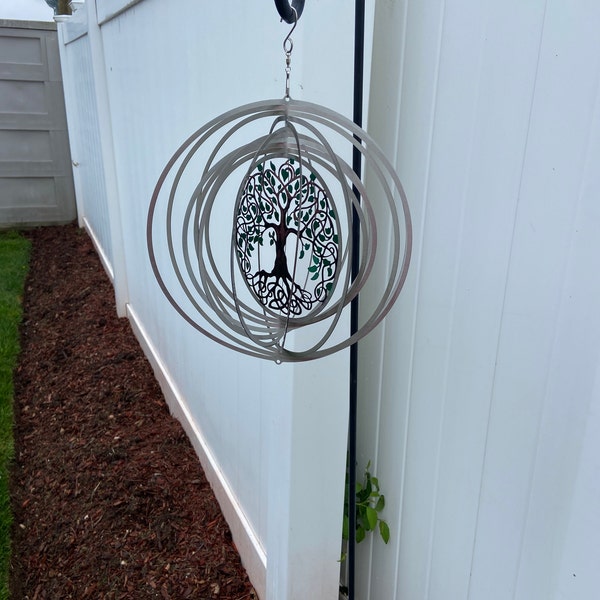 Kinetic Spiral Crystal Ball Wind Spinner, Crystal Glass Orb Pendant ...