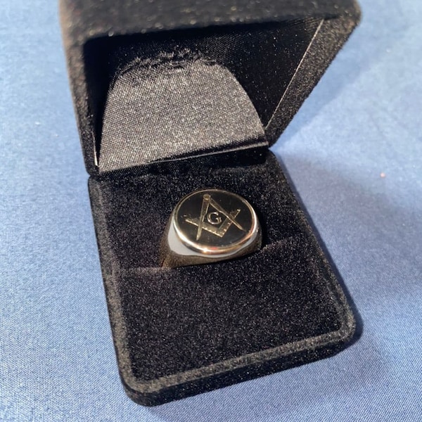 14K 18K Gold Enamel Masonic Ring, Compass & Square Design, Masonic ...