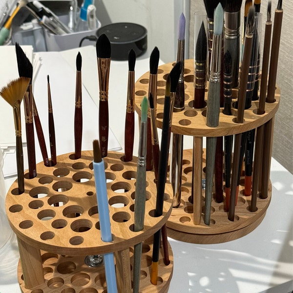Rotating Paint Brush Holder Set, Handmade Paintbrush Holders - Etsy