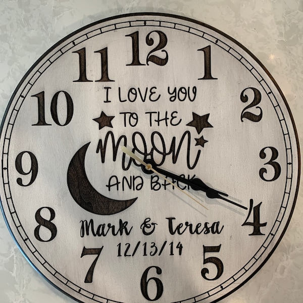 Custom Laser Engraved Solid Wood 12" Clock - Etsy