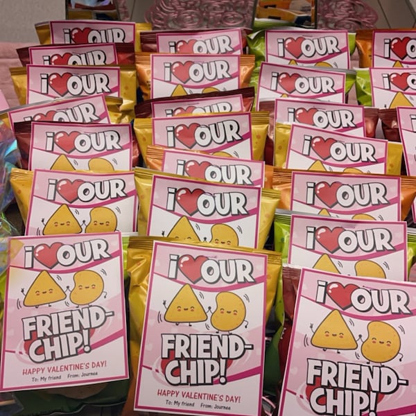 Valentine Chip Bag Tag Printable Pink, Kids Valentines Cards for School ...