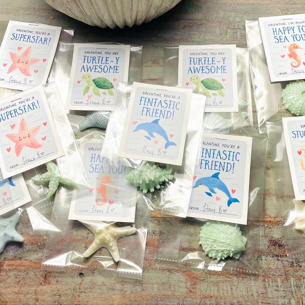 Printable Under the Sea Valentine's Day Cards, Kids Ocean Animals Class ...