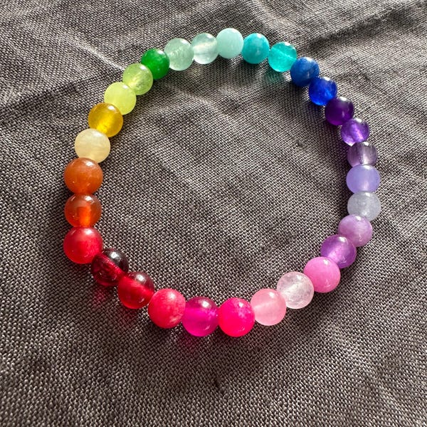 Rainbow Gemstone Bracelet, Colorful Beaded Gemstone Bracelet, Healing ...