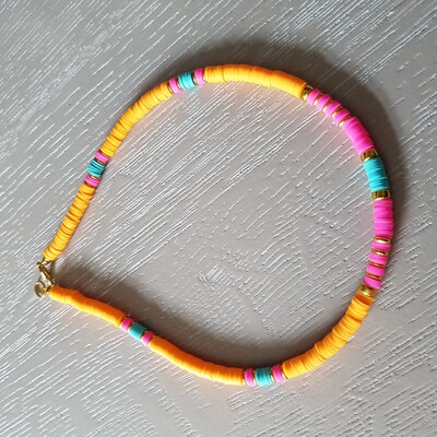 Collier heishi de surfeur blanc, turquoise et vert amande. Collier de ...