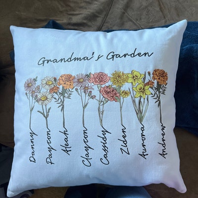 Custom Grandma's Garden Pillow, Personalized Birthflower Pillow ...