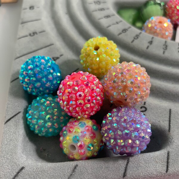Rhinestone Bubblegum Bead Mix, Chunky Beads Wholesale, 20mm Rhinestone ...
