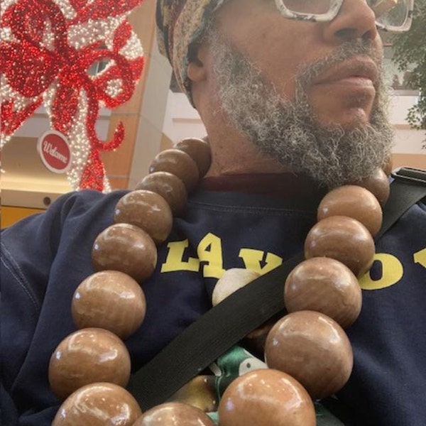 Akuma Wooden Bead Necklace: Choose Your Color, Large 50mm Beads - Etsy