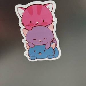 Kawaii Cats Bi Pride Sticker Cute Pride Cat Sticker for Laptop ...