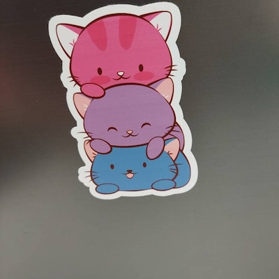 Kawaii Cats Bi Pride Sticker Cute Pride Cat Sticker for Laptop ...
