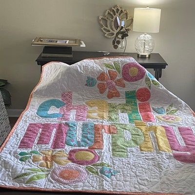 The Original Personalized Quilt 40 X 40, Baby Quilt, Raw Edge Applique ...