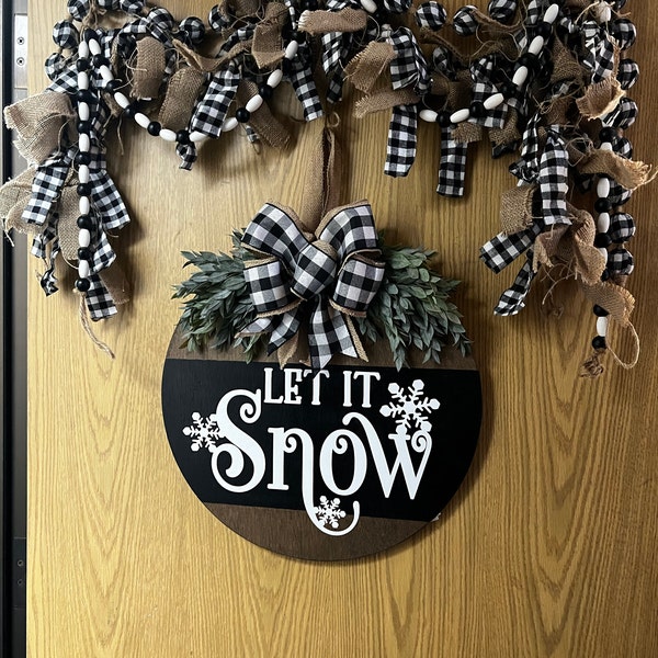 Winter Front Door Decor | Let It Snow | Snowflake Front Door Wreath ...