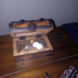 Pirate Wooden Storage Chest Flat Lid With Antique Iron Lock and ...