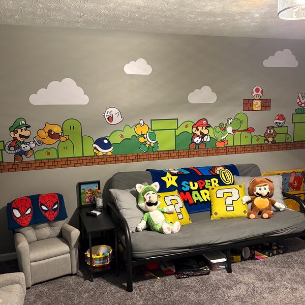 Super Mario Wall Decal Nintendo Wall Mural for Children Room Kids Room ...