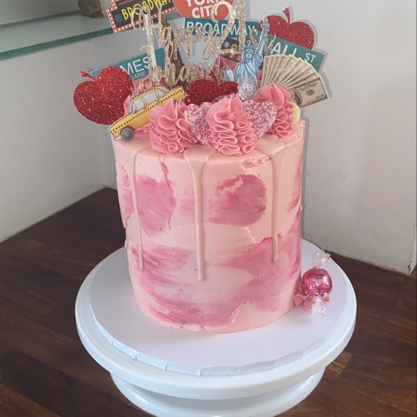 New York the Big Apple Birthday Cake Topper, Statue of Liberty Cab ...