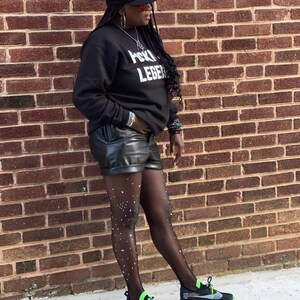 Rave Festival Garter Fishnets Black Womens Tights With All | Etsy