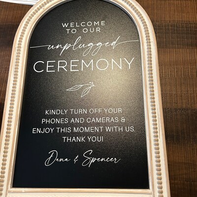 Modern Minimalist Unplugged Ceremony Sign Decal, Acrylic Wedding Sign ...
