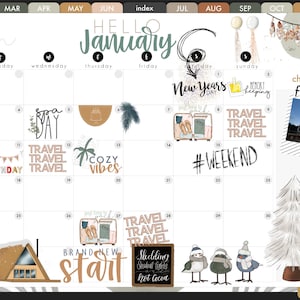 January Digital Stickers New Year January Goodnotes Modern Stickers ...