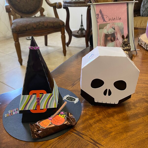 Halloween Skull Treat Box, Favor, Trick or Treat Candy Box, Digital ...