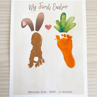 Bunny Carrot EDITABLE / Footprint Foot Art Craft / Hoppy First Happy ...