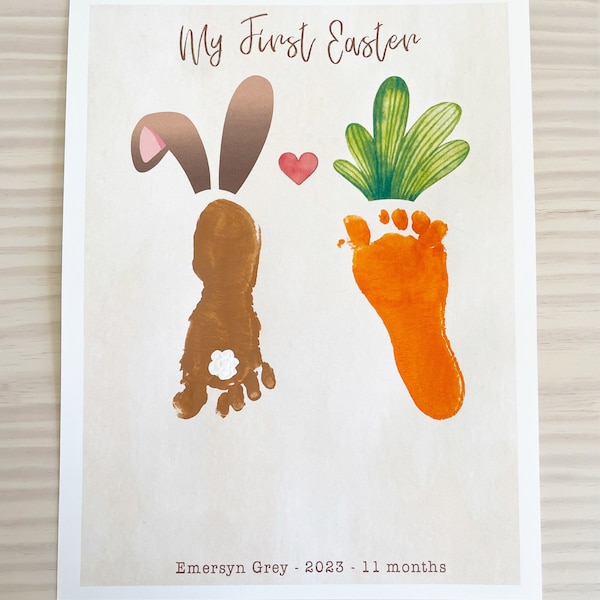 Bunny Carrot EDITABLE / Footprint Foot Art Craft / Hoppy First Happy ...
