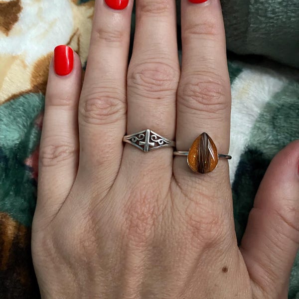 Lock of Hair Teardrop Keepsake Ring, Pet Fur Ring, Memorial Ring, Horse ...